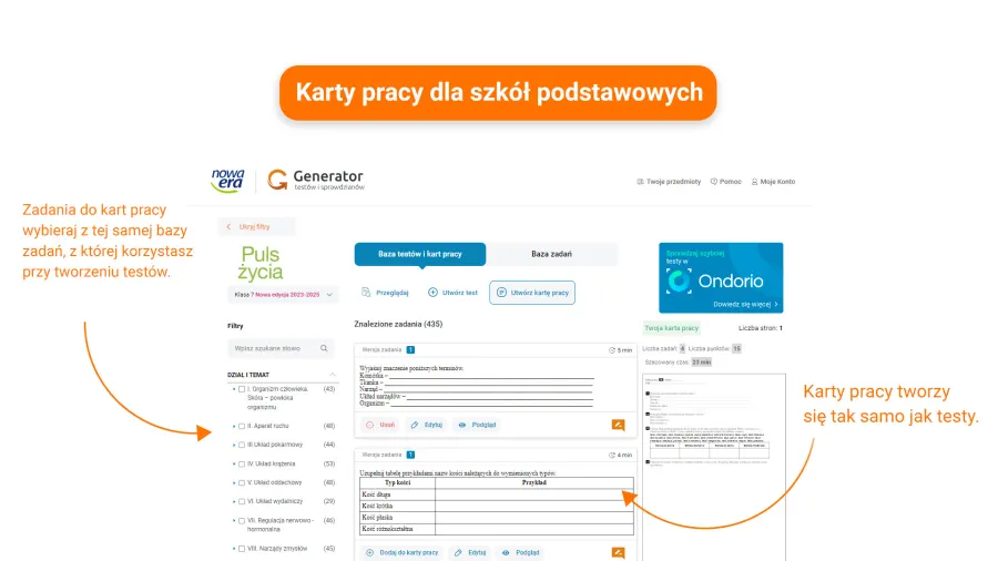 Generator testów i sprawdzianów Nowej Ery